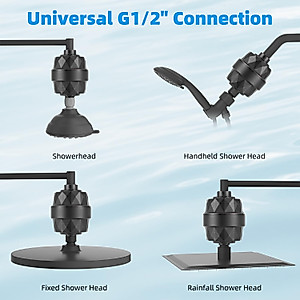 Hibbent All Metal Shower Head with Shower Filter, 10'' High Pressure Rain Shower Head, Showerhead Combo/Handheld Shower Wand, 12'' Adjustable Curved Shower Extension Arm, 71'' Hose, Oil-Rubbed Bronze