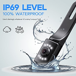 eRapta Backup Camera Rear View License Plate, 45° Adjustment Bracket with 149° Perfect Angle, Night Vision, IP69K Lever Waterproof for Pickup Truck Car SUV Sedan Truck