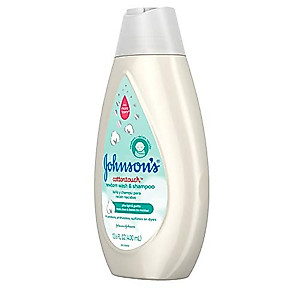 Johnson's CottonTouch Newborn Baby Wash & Shampoo with No More Tears, Sulfate-, Paraben- Free for Sensitive Skin, Made with Real Cotton, Gently Washes Away Dirt & Germs, 13.6 fl. oz, Pack of 3