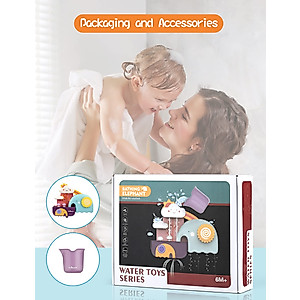 TI-TOO Baby Bath Toys, Fun Simple Physics Educational Bathtub Water Toy for Toddlers 1 2 3 + Year Old, Splash Infant Toys for Boy Girl Bath Time, Safe Colorful Skin Friendly Waterwheel Bathing Toy