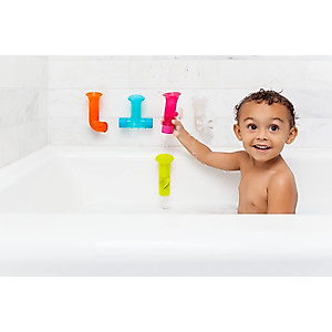 Boon PIPES Interactive Baby and Toddler Bath Tub Toys — Classic Colors — Colorful and Sensory Friendly Learning Baby Bathtub Toys— 12 Months and Up — 5 Count