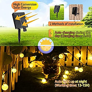 Solar String Lights Outdoor, 60 LED 36ft Crystal Globe Lights With Remote, 8 Modes Waterproof Solar Powered Patio Lights for Weeding, Garden, Lawn, Porch, Yard, Party, Xmas, Home Decor (Warm White)