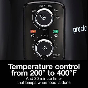 Proctor Silex 3.7 QT Air Fryer Oven with Temperature Control, 30 Min Timer, Non Stick Basket, 1350W, Black (35056)