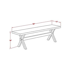 East West Furniture Dining Bench, 72 x 15 x 18, XB677