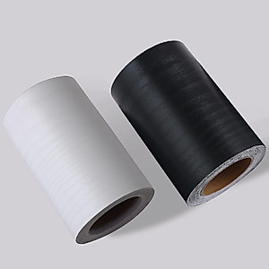 Coengwui Peel and Stick Wallpaper Border Mirror Edging Tape Sticker for Bathroom Kitchen Table Decoration (Wood Grain Black, 32.8ft x 3.9in)