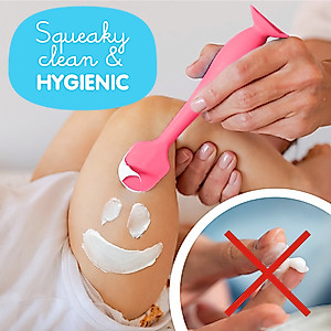 Bumco Baby Bum Brush + Mini Baby Diaper Cream Spatula with Case - BPA-Free Silicone Diaper Spatula with Suction Cup, Wipe-Clean, Mom-Invented Butt Paste Applicator (Pink & Pink)