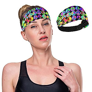 Unisex Workout Headbands Prismatic-Peace-Sign Elastic Yoga Sweatband Stretchy Sports Hairband