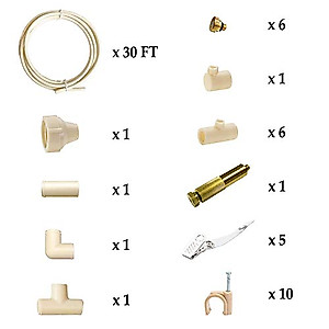 Wasser Vela Outdoor Cool Misting System, 30 Feet Starter Kit, Metal Nozzle, for Patio, Backyard, Gazebos, Swimming Pool