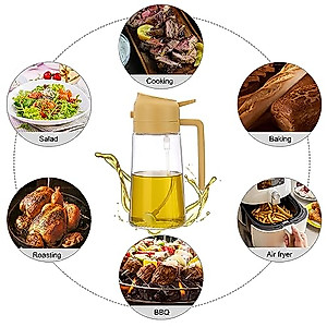 BSTKEY 17oz Olive Oil Dispenser Bottle for Kitchen, 2 in 1 Oil Dispenser and Oil Sprayer for Cooking, Oil and Vinegar Dispenser for Air Fryer BBQ Salad Baking Roasting, Orange