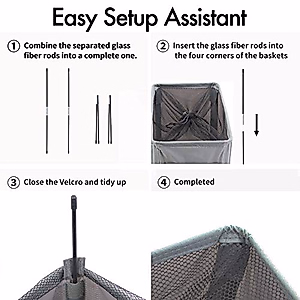 Mziart 22" Rolling Laundry Baskets on Wheels, Collapsible Slim Laundry Hamper Canvas Flexible Laundry Bag Storage Bin Organizer Dirty Clothes Sorter for Laundry Room Organization and Storage (Grey)