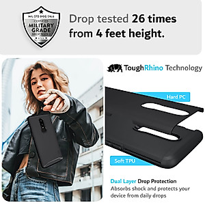 TUDIA DualShield Designed for OnePlus 6 Case, [Merge] Shockproof Military Grade Heavy Duty Dual Layer Slim Protective Phone Case - Matte Black