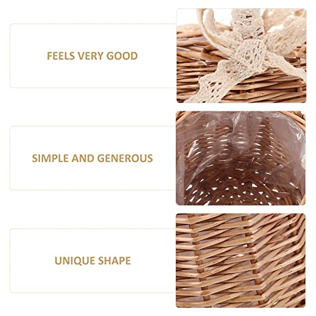 Wicker Rattan Flower Basket Willow Handwoven Basket with Handle and Plastic Insert Easter Eggs Candy Basket Flower Girl Baskets for Home Garden Decor Style 1