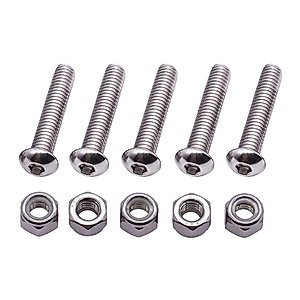 3/8-16 x 3 (10 Sets) Stainless Steel Button Head Socket Cap Screws with Hex Locknuts with Nylon Insert, Stainless Steel 304 (18-8), Full Thread, Allen Hex Drive