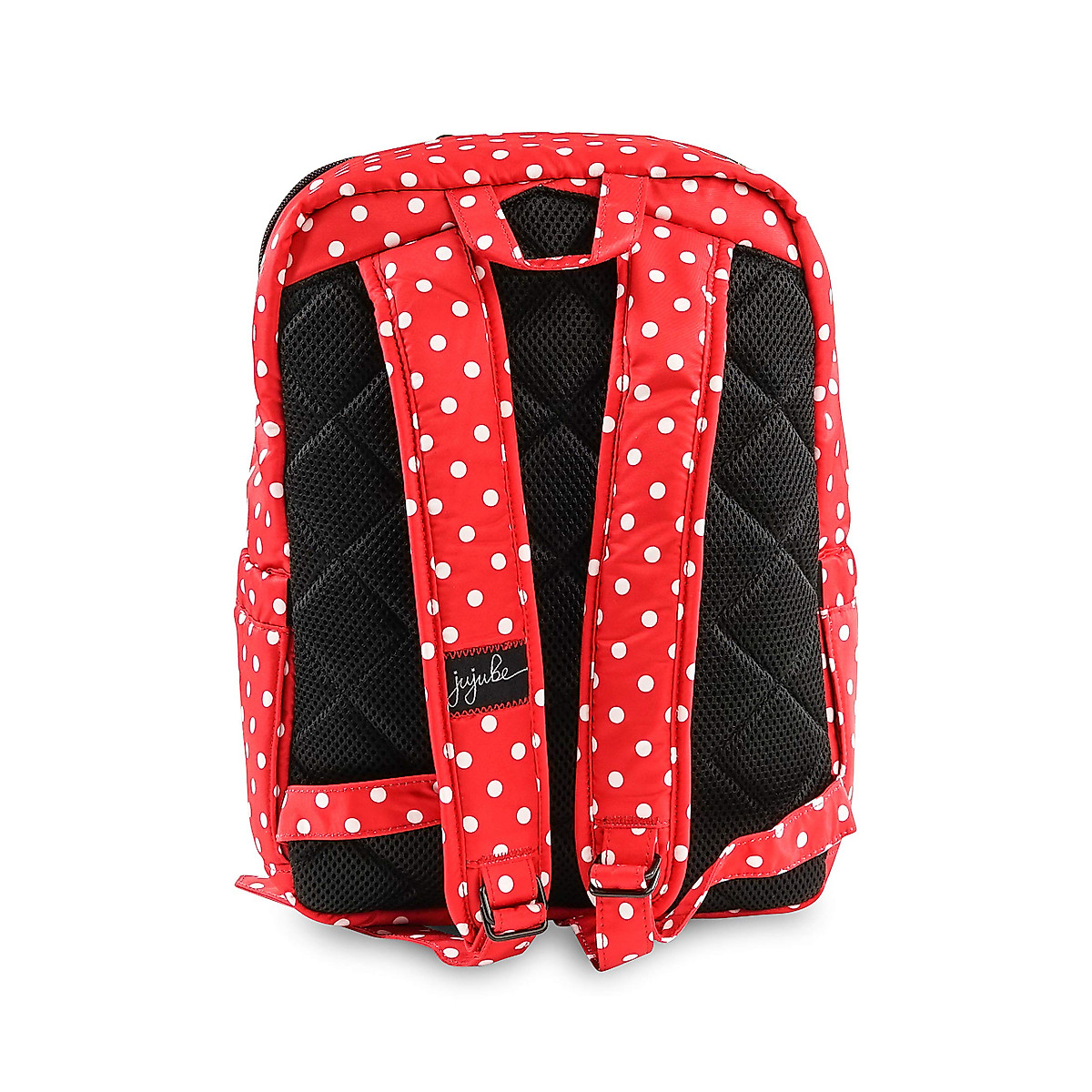 JuJuBe MiniBe Small Backpack, Onyx Collection - Black Ruby - Red/White Polka Dots