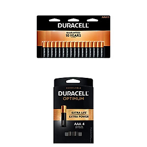 Duracell - Coppertop AAA Alkaline Batteries 16 Count + Optimum AAA Batteries | 4 Count | Long Lasting Double A Battery | Battery Alkaline AA