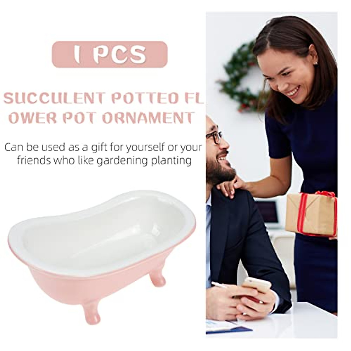 Mini Bathtub Flower Pot Ceramic Succulent Planter Pot Flower Pots Porcelain Plant Pot Vintage Retro Plants Bonsai Holder Desktop Flower Vase Cactus Containers Soap Dish