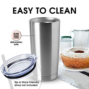 HASLE OUTFITTERS 20oz Stainless Steel Tumblers Bulk, Insulated Travel Cup with Lid, Double Wall Vacuum Coffee Mug for Cold & Hot Drinks 4 Pack, Silver