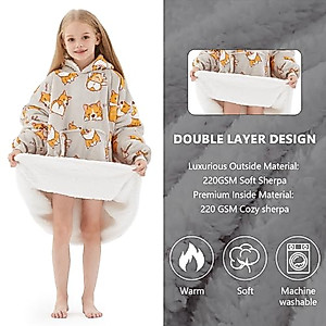 Homemate Wearable Blanket Hoodie, Cute and Funny Patterns Oversized Hoodie Sweatshirt Blanket for Adults Women Men，Cozy，Warm，Fuzzy Hoodie Blanket