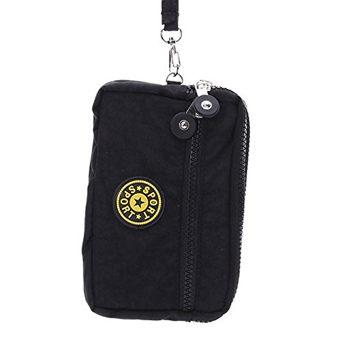 Women's Canvas Cell Phone Wristlets Bag Workout Phone Clutch Wallets Purse Zip Handbag for Samsung Galaxy S10 S9 S8 Plus Note 9 Note 8 LG V40 ThinQ Stylo 4 Motorola Moto G7 Fit with Case On(Black)