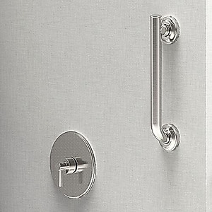 SAFETY+BEAUTY 1-1/4 x 12inch ADA Stainless Steel Bath Safety Grab Bar for Shower, Asymmetrical Design, 500lbs Support, Brushed Nickel