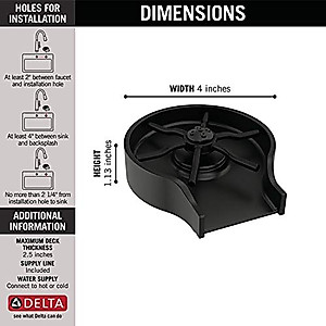 Delta Faucet Metal Glass Rinser for Kitchen Sinks, Kitchen Sink Accessories, Bar Glass Rinser, Matte Black GR250-BL