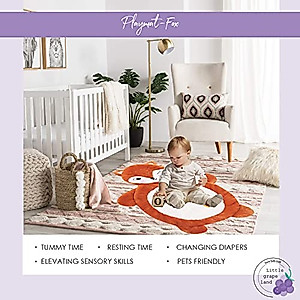 Little Grape Land Baby Play Mat for Floor, Tummy Time Mat & Fox Nursery Rug, Baby Floor Piano Play Mat Gym Activity Plush Padded Play Mat Infant, Foldable & Machine Washable