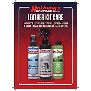 Anthony's Leatherworks Total Leather Care Kit for Motorcycle Leathers, Gloves, Purses, Shoes, Leather Furniture, Jackets & most other Leather items