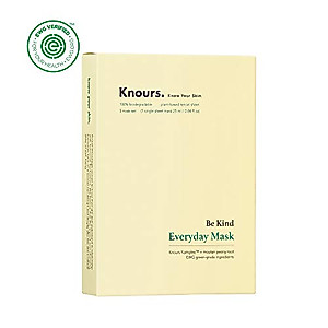 Knours Be Kind Everyday Mask (5ct) | 99% Natural Ingredients Hydrating + Soothing + Revitalizing + Relaxing Effect Facial Nourishing Sheet Mask (EWG Verified Clean Beauty)