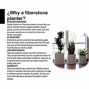 Elly Decor 11.5-inch Cylinder Pot, fiberstone Handmade by artisans, with Drainage Hole and Plug, Outdoor and Indoors Planter, Lightweight, Hand-Painted, Matte White