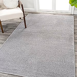 JONATHAN Y SEU100K-5 Haze Solid Low-Pile Indoor Area-Rug Casual Contemporary Solid Traditional Easy-Washing Bedroom Kitchen Living Room Non Shedding, 5 ft x 8 ft, Light Gray