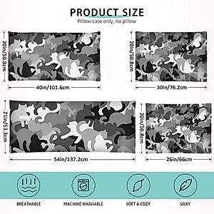 Halloween Black Cat Camouflage Pillowcase for Hair and Skin Body Pillow Cover Long Pillow Cases 20"X 54" Plush Pillow Case with Zipper for Pillow