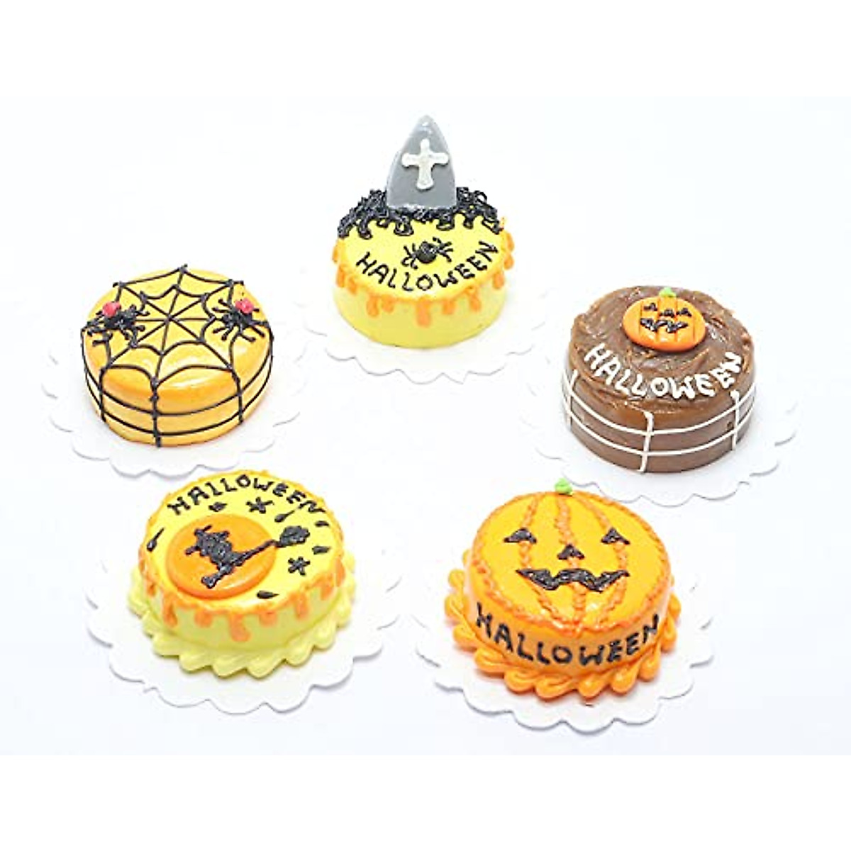 ThaiHonest Mixed 5 Assorted Halloween Cake Dollhouse Miniature Food,Tiny Food