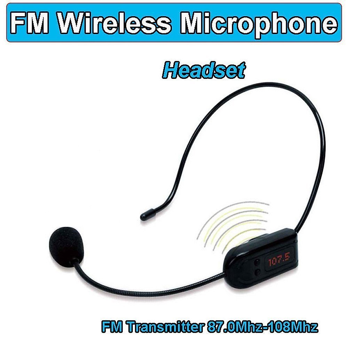 TiKeDa Wireless FM Condenser Microphone Headset, Hands-Free with Rechargeable Battery, Megaphone Mic for Voice Amplifier, Church, Tour Guide Salesman Teachers Conference Road Trips and Karaoke