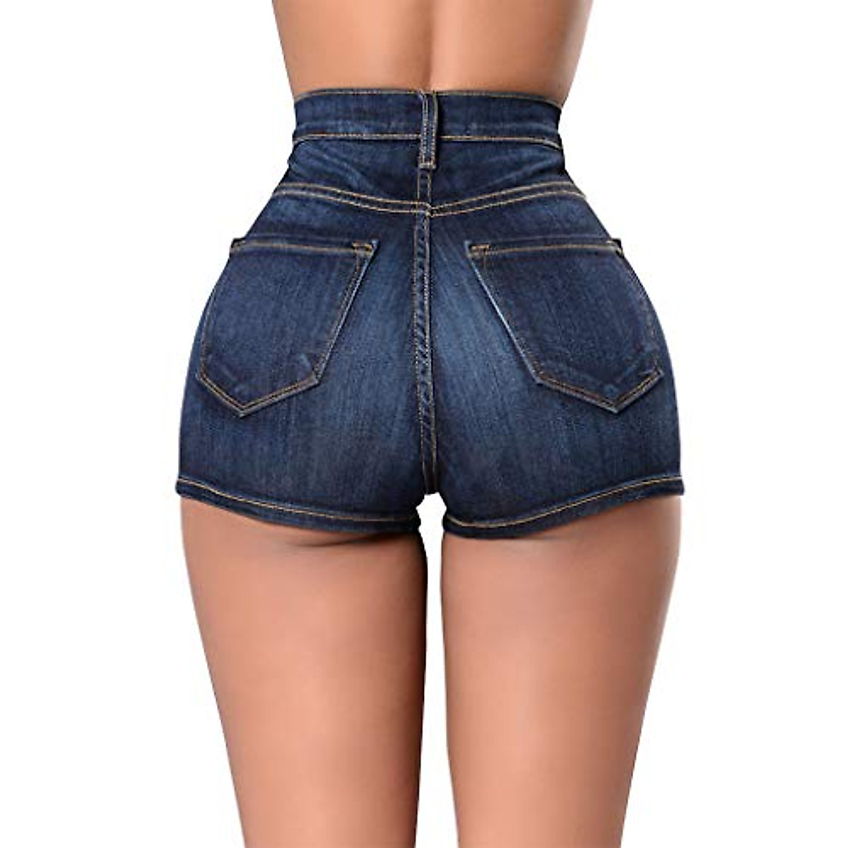 Fashion Slim Shorts ,THENLIAN Women Juniors Body Enhancin Denim Jeans Stretch Slim Fitness Short Pants (XXL, Dark Blue)