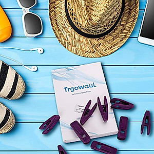 Trgowaul Purple Velvet Hangers Clips, Pants Hangers Velvet Clips, Strong Finger Clips Perfect for Thin Velvet Hangers (20 Pcs, Purple)