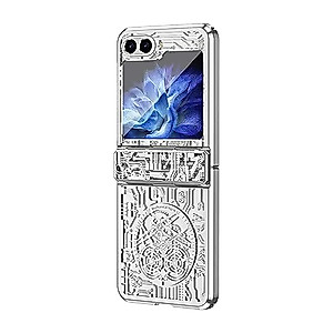 Phone case Slim Case Compatible with Samsung Galaxy Z Flip 5 with Hinge+Camera Lens Protector,Thin Hard PC Case Fashion Protective Case for Galaxy Z Flip 5 Rugged Electroplating Cover Phone Cover (Co