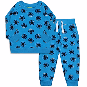 Sesame Street Elmo and Cookie Monster Boys Long Sleeve Shirt and Pants Set for Infant and Toddler