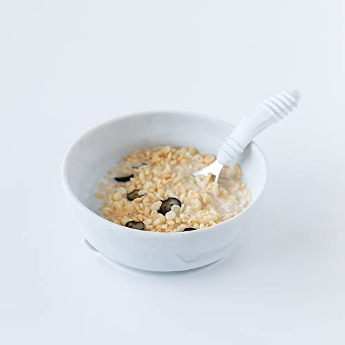 Bumkins Baby Bowl, Silicone Suction, for Babies, Toddlers and Kids, Baby Led Weaning, Feeding Essentials, Platinum Silicone, Non Skid Sticky Bottom, Supplies for Children Ages 6 Months Up, Marble