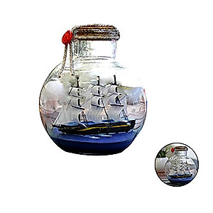 LAMF Drift Bottle Decor, Sailing Boat in Wishing Bottle Glass Cork Bottles, Pirate Ship in a Bottle Kit Handicraft Nautical Home Decorations Gifts Crafts, Large, (20WHEXRNI2047493C)