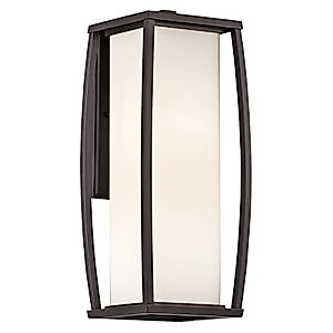 Kichler Bowen 18" 2 Light Outdoor Wall Light with Satin Etched Cased Opal Glass in Architectural Bronze
