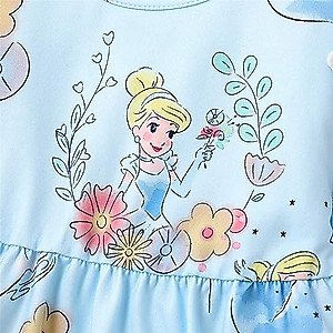 Disney Princess Baby Girls' Dresses Floral Long-Sleeve Ruffled Playwear Dress, Blue, 18-24 Months