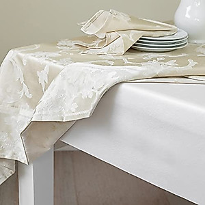 Benson Mills Deluxe Heavy Duty Vinyl Table Pad, Premium Table Protector, Waterproof with Flannel Backing, Quilted Design and Customizable (Off-White, 52" X 90" Rectangular)