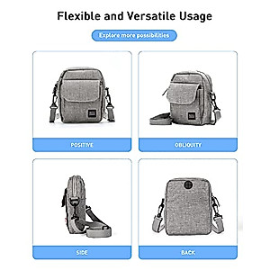 Grey Small Side Shoulder Bag Crossbody Bag for Men Women Mini Messenger Bag Satchel Bag Travel Purse Wallet Passport Holder Bag, Cell Phone Purse Neck Pouch Wallet- Unisex Large Size