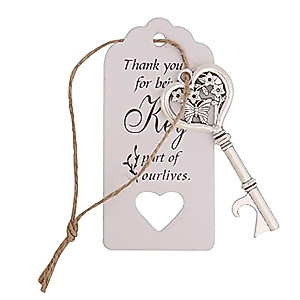 Key Bottle Openers for Wedding Favors Set of 50,Bridal Shower Party Favors,Vintage Skeleton Key Bottle Opener Wedding Party Favor Souvenir Gift with Tags, Rustic Wedding Favors Decoration (Antique