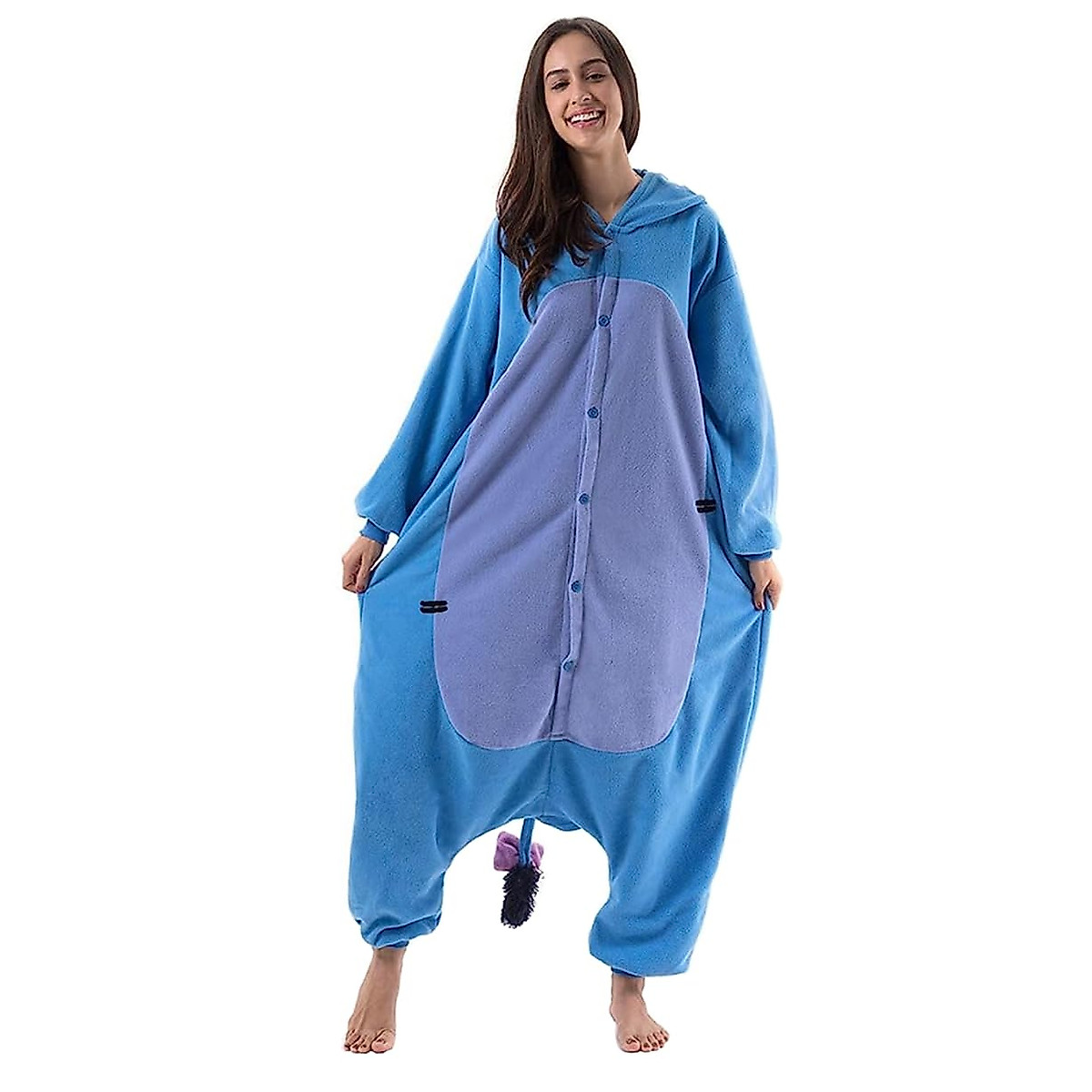 LMEIKK Cosplay Animal One Piece Halloween Costume Sleepwear Homewear Adult Unisex Onesie Pajamas (Bule, M)