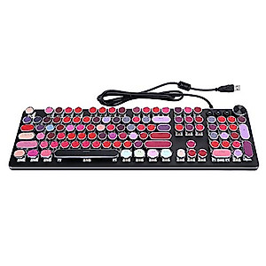 【𝐂𝐡𝐫𝐢𝐬𝐭𝐦𝐚𝐬 𝐆𝐢𝐟𝐭】 Ergonomics Wired Keyboard, Green Axis 108 Keys Cute Net Red Girl Powder USB Interface Keyboard, for Gaming PC Gamer Computer Desktop Live Streaming Girls Boys