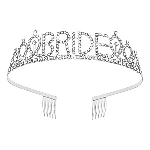 BAHABY Bachelorette Party Decorations, Wedding Tiaras for Bride, Silver Tiara, Bridal Shower Decorations, Bachelorette Party Favors, Bachelorette Gifts for Bride