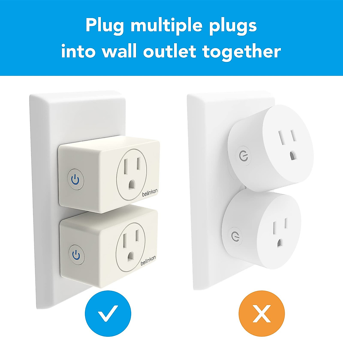 belinkon Ultra Mini WiFi Smart Plug with Energy Monitoring - Compatible with Alexa, Google Home, Smart Life App - FCC/Rohs Listed and No Hub Required - 15A Wi-Fi Outlet for Smart Home (4 Pack)