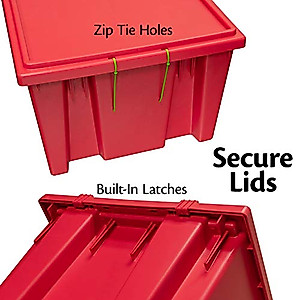 Akro-Mils 35230 Nest and Stack Plastic Storage Container and Distribution Tote, (23-1/2-Inch L x 19-1/2-Inch W x 13-Inch H), Red, (3-Pack)