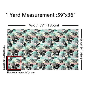 Hawaiian Palm Tree Fabric by The Yard, Tie Dye Upholstery Fabric, Summer Tropical Decorative Fabric, Green Leaves Waterproof Indoor Outdoor Fabric, Ocean Beach Fabirc, DIY Art, Green Pink, 1 Yard